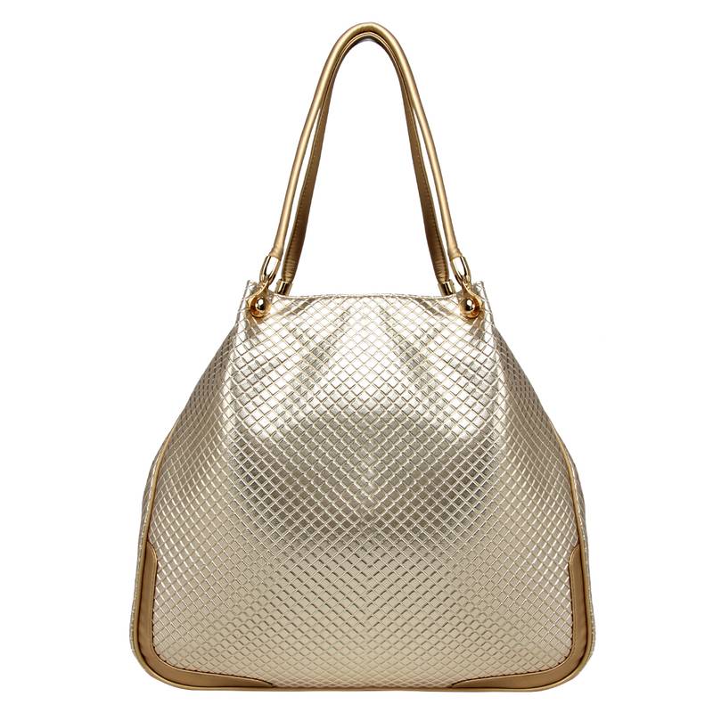 Gold Checkered Handbag - Bagstopia - 2893630