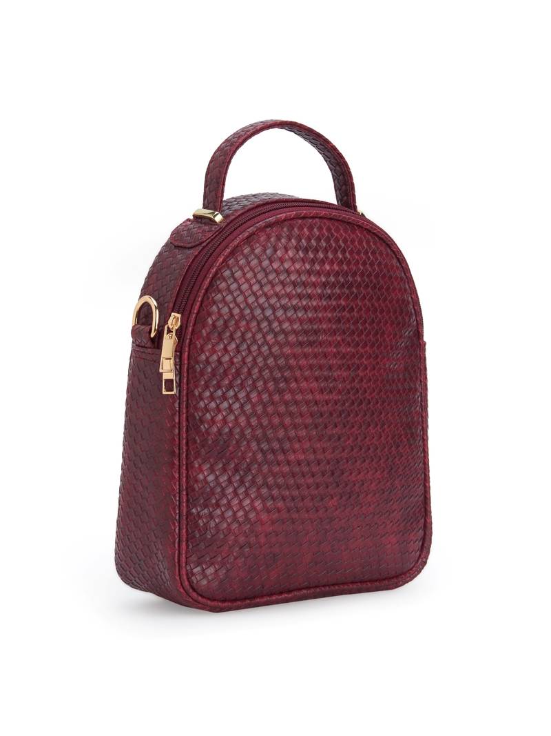 Maroon Compact Backpack - Bagstopia - 2893676