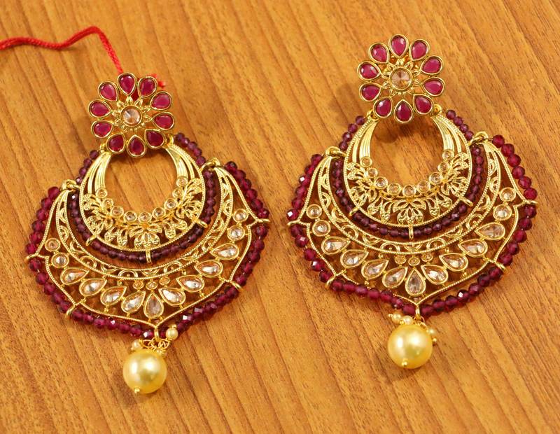Red ruby chandbali - Sanvi Jewels Pvt. Ltd. - 2896491