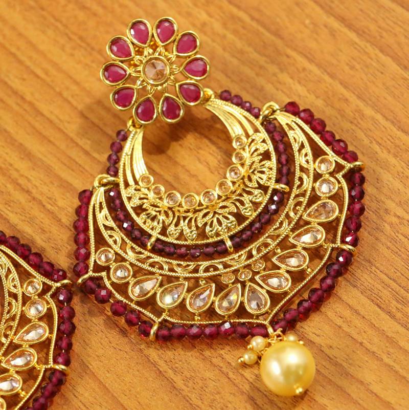 Red ruby chandbali - Sanvi Jewels Pvt. Ltd. - 2896491