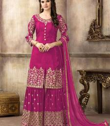 Magenta embroidered uppada silk salwar - Monjolika - 2901843