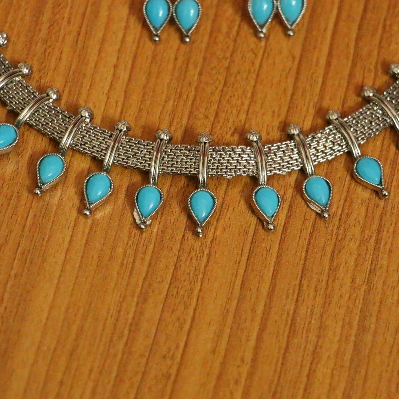 Turquoise turquoise necklace sets - Sanvi Jewels - 2905138