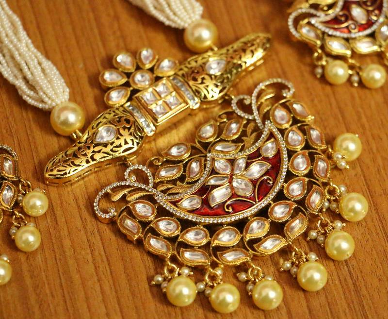 Red pearl necklace sets - Sanvi Jewels - 2905156