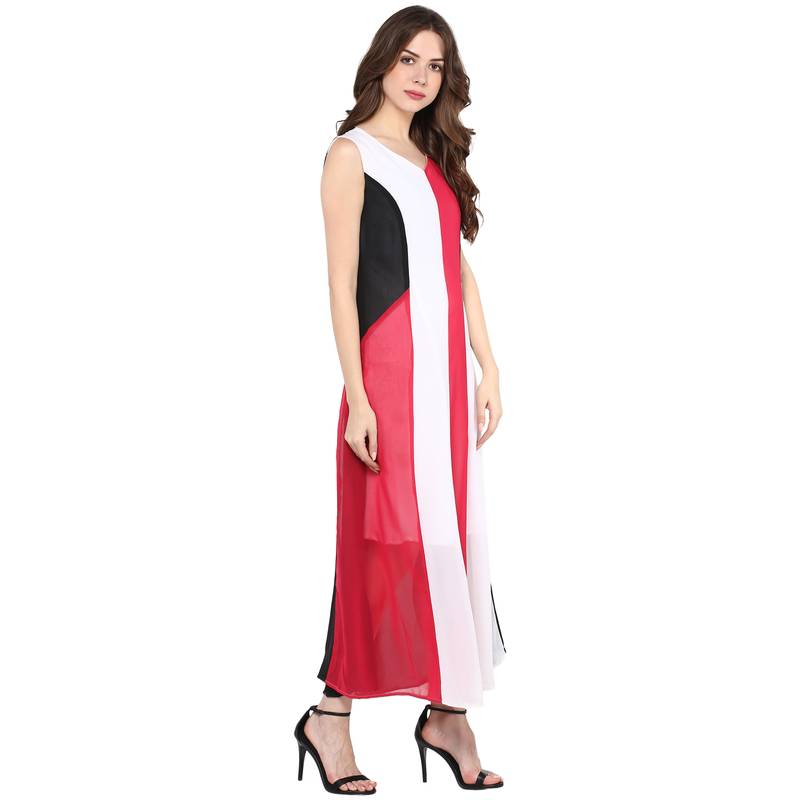 Women's Women's Tri Color Block Maxi Dress - Pannkh - 2908268