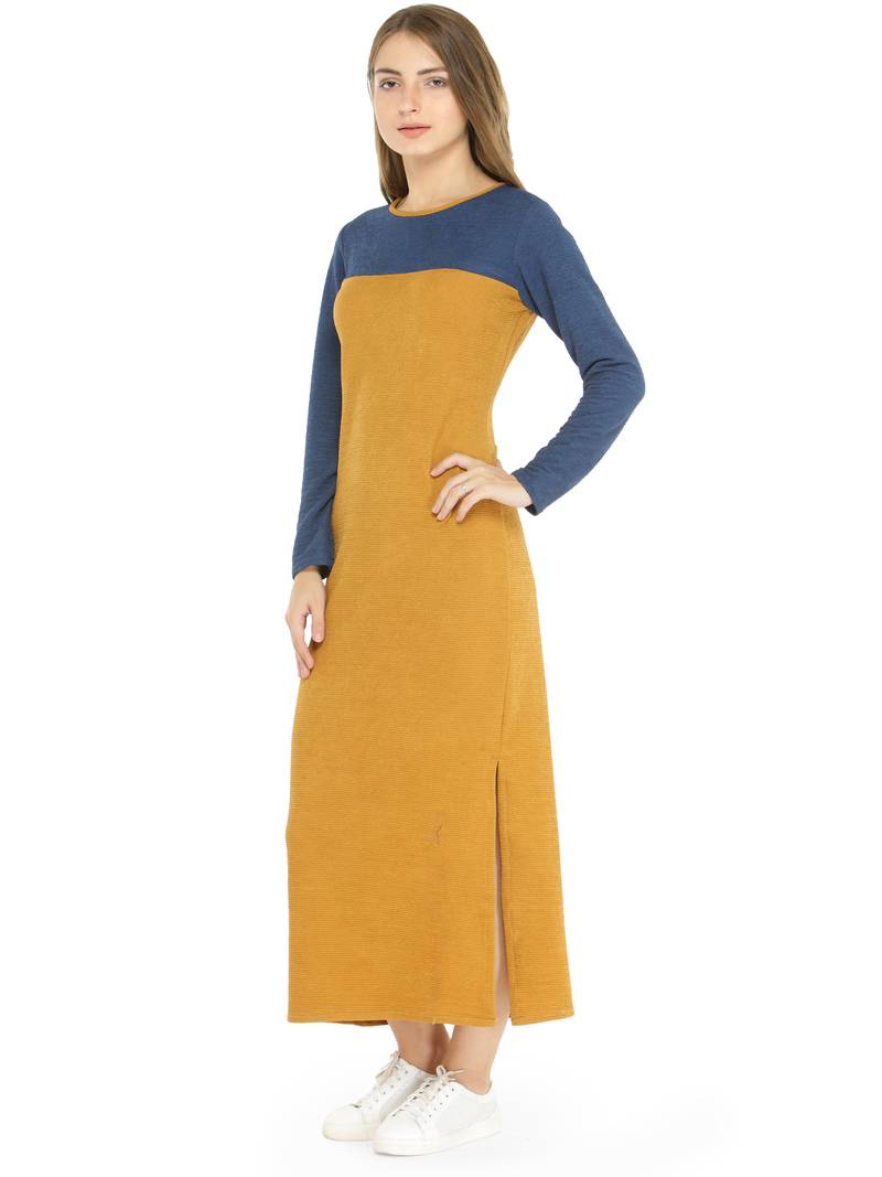 Women's Solid Color Block Maxi Dress - Pannkh - 2908316