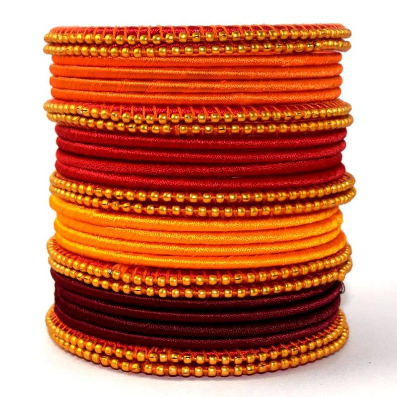 Elegant And Stylish Multi Colour Silk Thread Bangle Set For Girls And ...