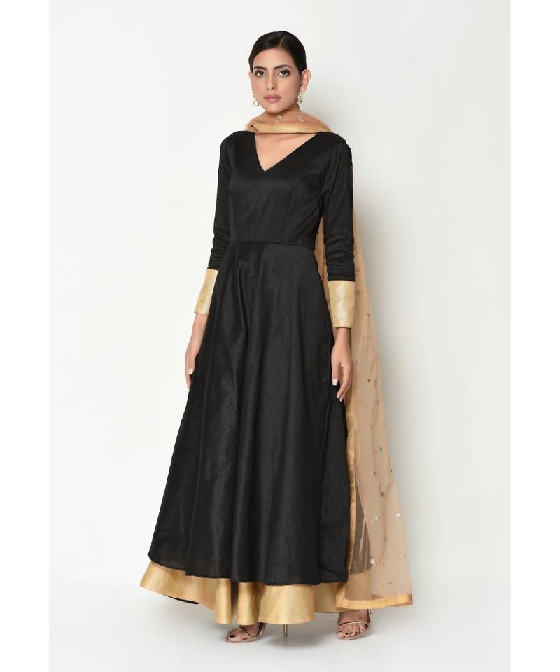 Black Peek-a-boo Border Dress-Suit - TRUEBROWNS LIFESTYLE PVT. LTD ...