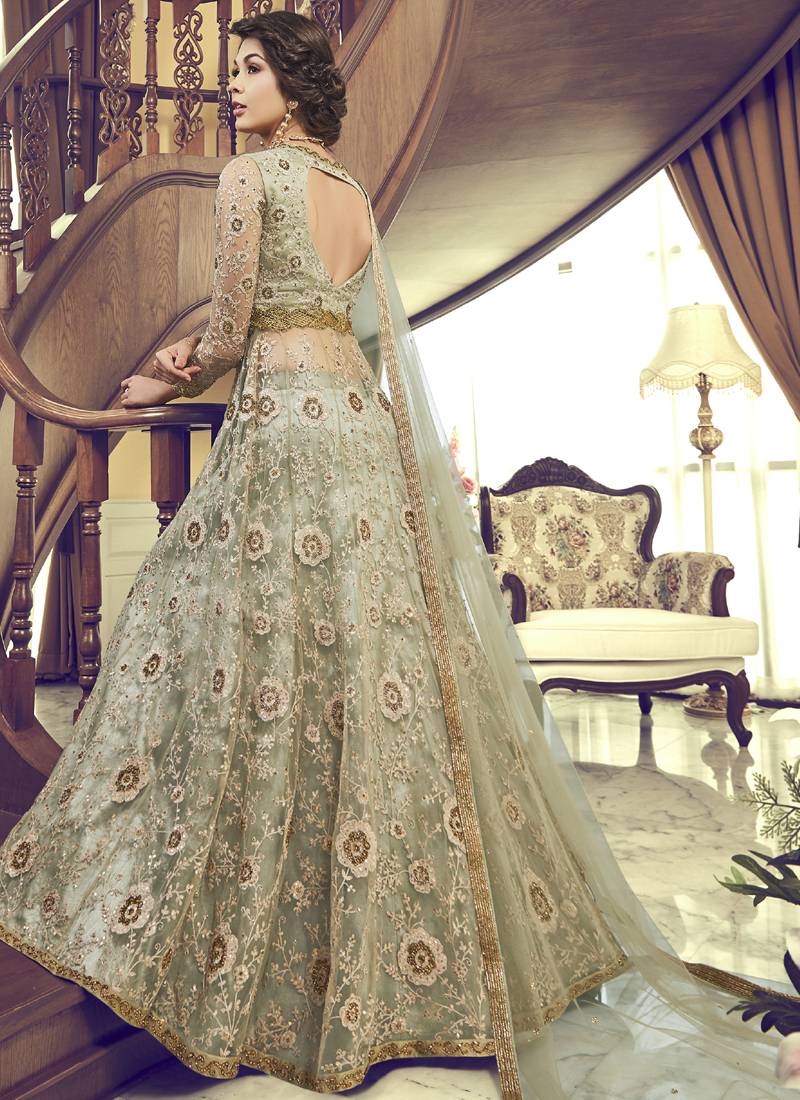 Pastel Embroidered Net Salwar Suits - Vasu Sarees - 2919980