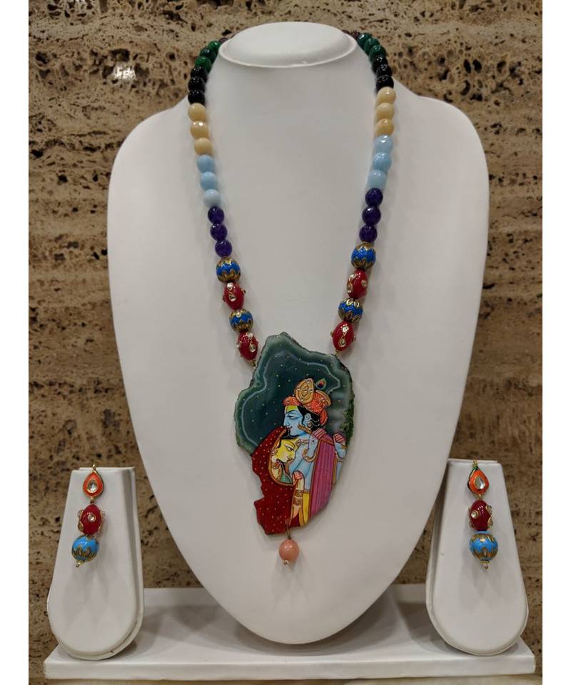 Jewellery Set With Earrings For Girls Multicolour Meenakari Radha ...