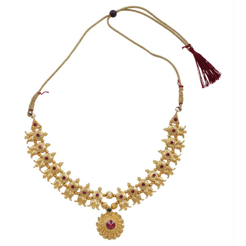 Maharashtrian Kolhapuri Saaj Gold Plated Strand Traditional Necklace ...