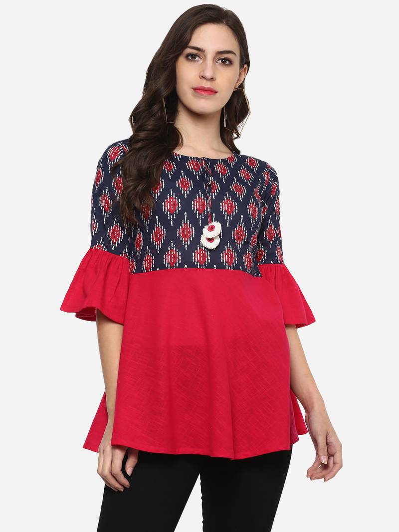 Pink Womens Cotton Printed Top - YASH GALLERY - 2928543