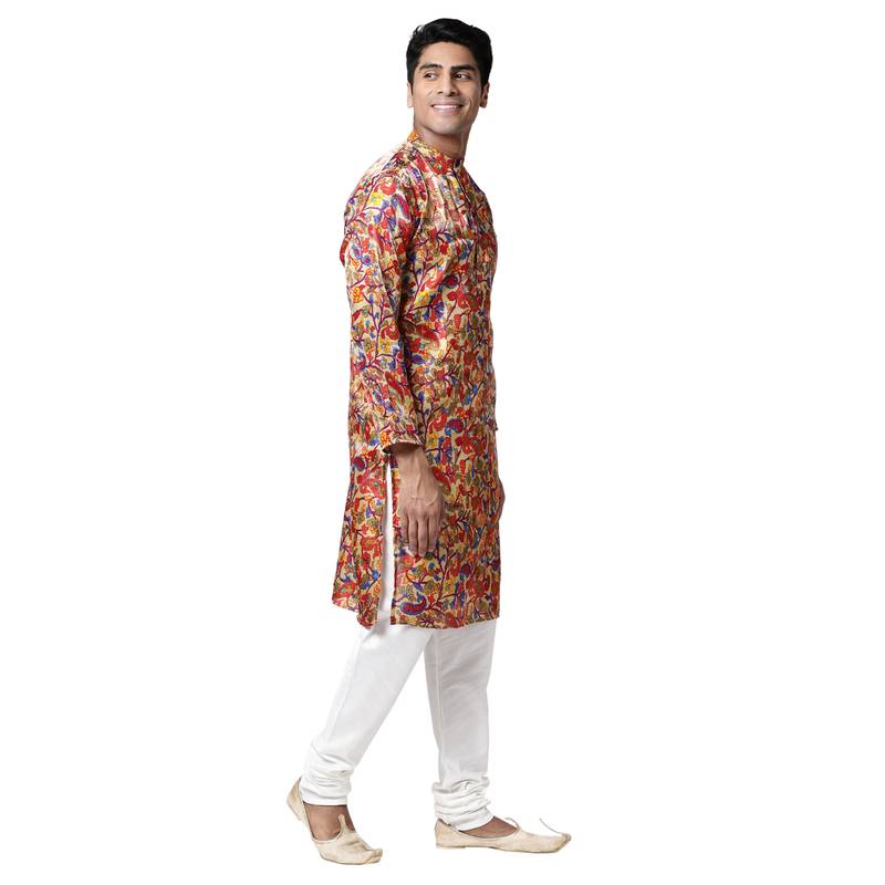 Svanik Multi-colored Floral Printed Men's Kurta - Svanik - 2930311