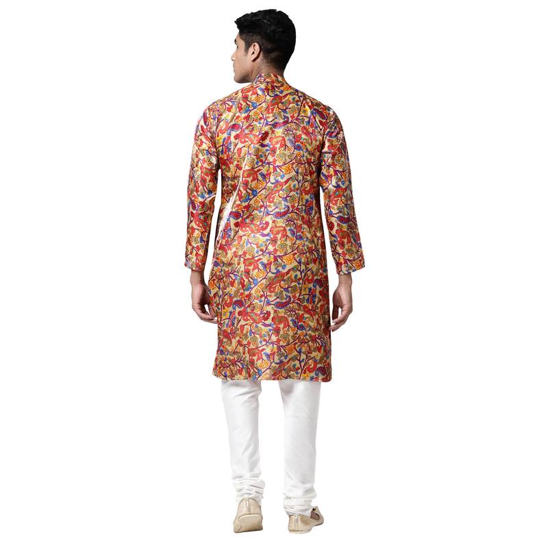 Svanik Multi-colored Floral Printed Men's Kurta - Svanik - 2930311
