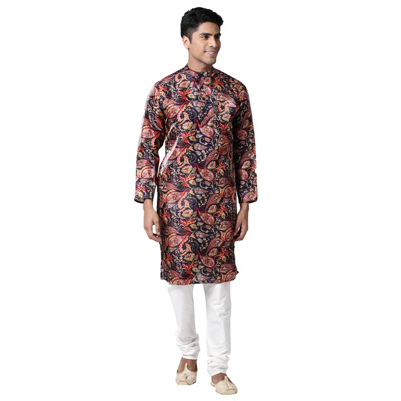 Svanik Multi-colored Paisley Printed Men's Kurta - Svanik - 2930316