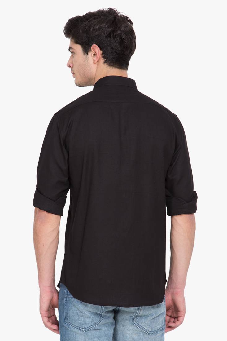 Svanik Black Solid Cotton Shirt. - Svanik - 2930347
