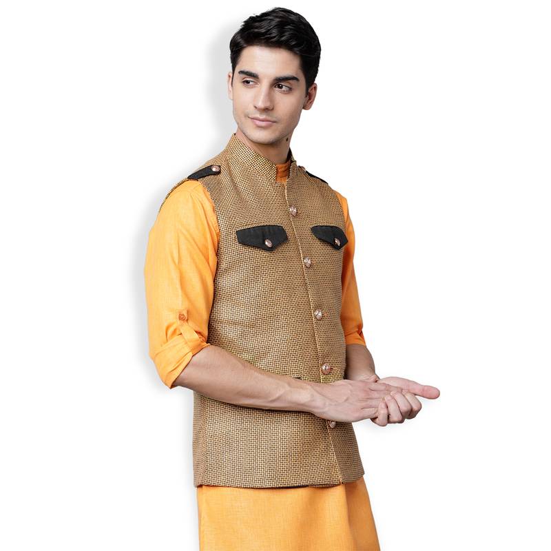 Svanik Yellow Blended checked waistcoat - Svanik - 2930380