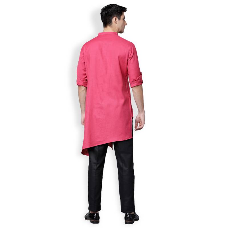 Svanik Blended Solid Pink Kurta - Svanik - 2930537