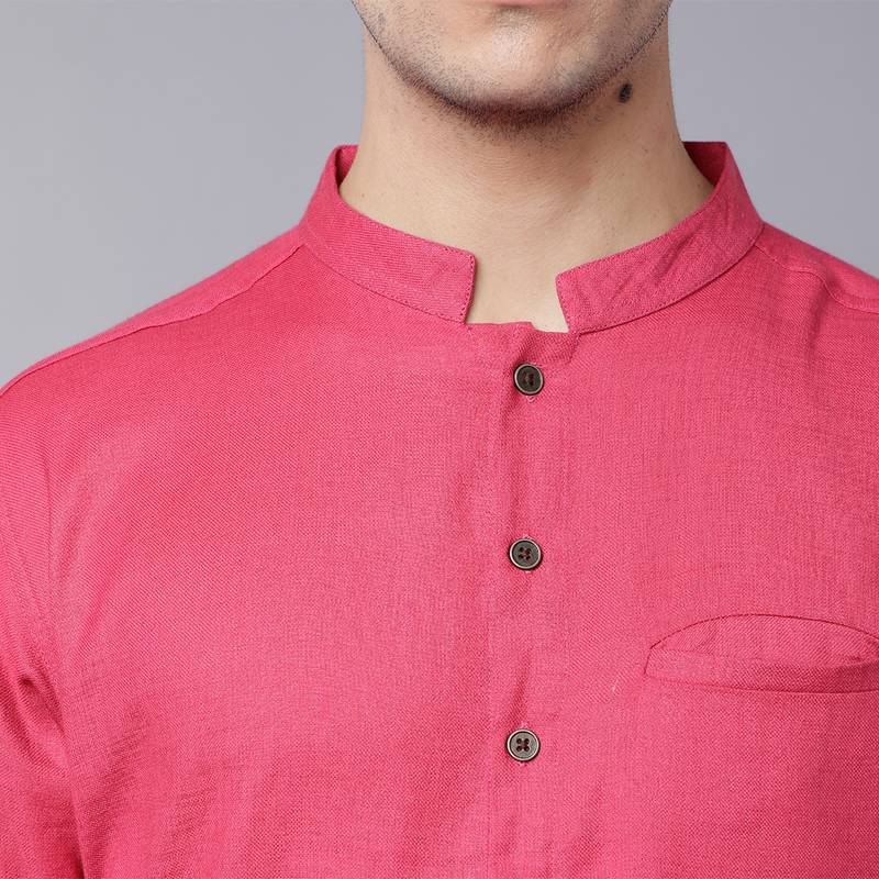 Svanik Blended Solid Pink Kurta - Svanik - 2930537