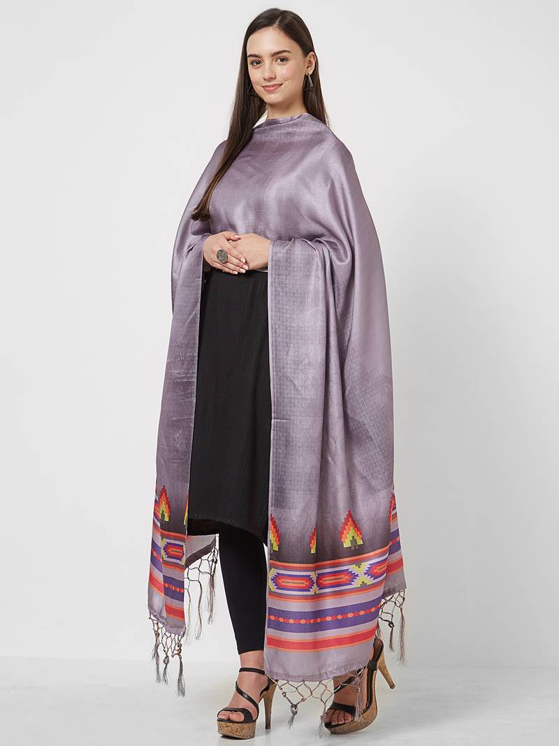 Mauve Pashmina Silk Printed geometric_print Only Dupatta - Sareemall ...