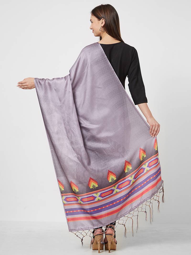 Mauve Pashmina Silk Printed geometric_print Only Dupatta - Sareemall ...