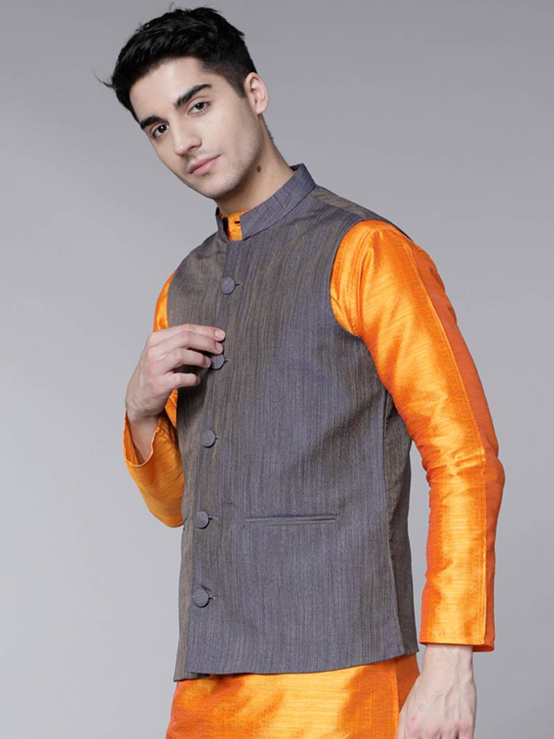 Svanik Indigo Blended Waistcoat - Svanik - 2933433