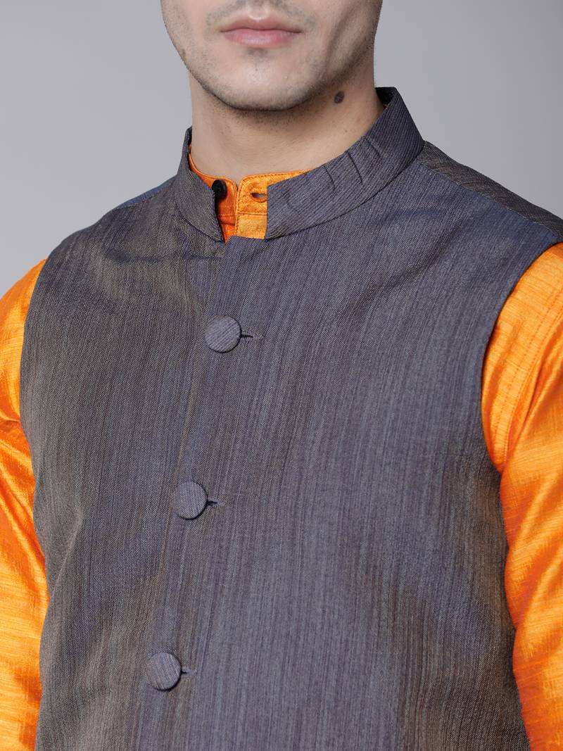 Svanik Indigo Blended Waistcoat - Svanik - 2933433