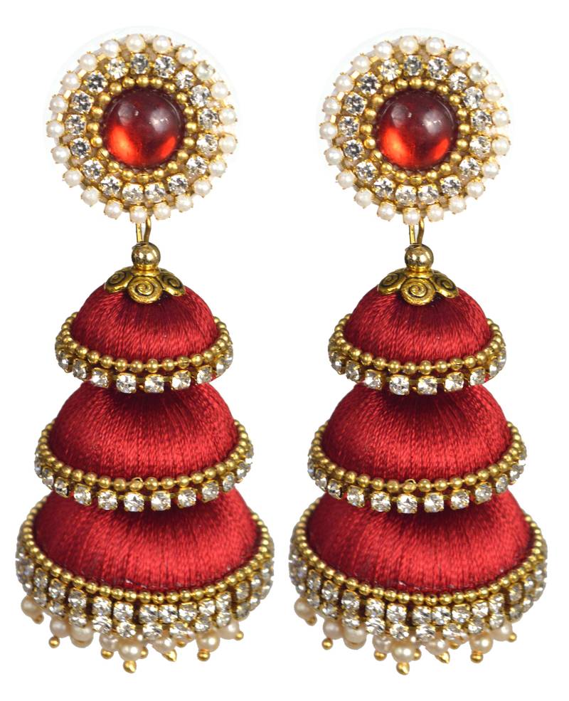 Maroon pearl earrings - Nisuj Fashion - 2933308