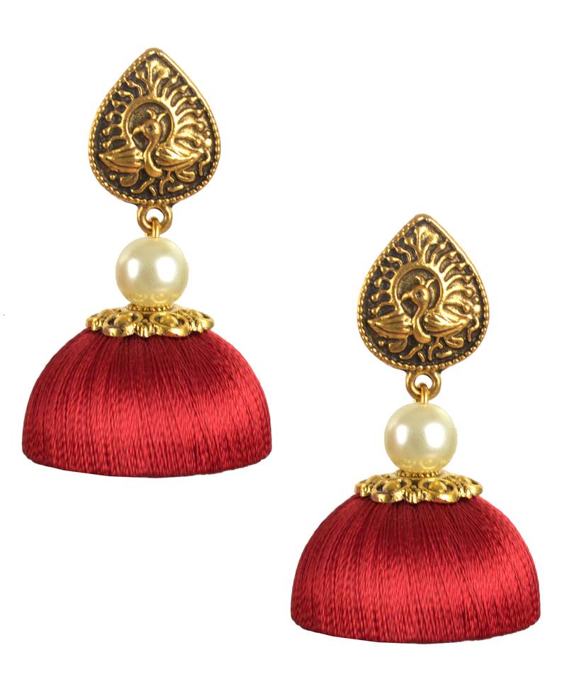 Maroon pearl earrings - Nisuj Fashion - 2933328
