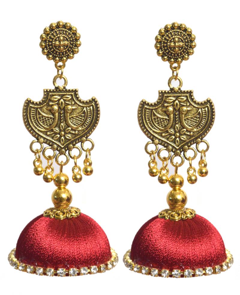 Maroon pearl earrings - Nisuj Fashion - 2933334