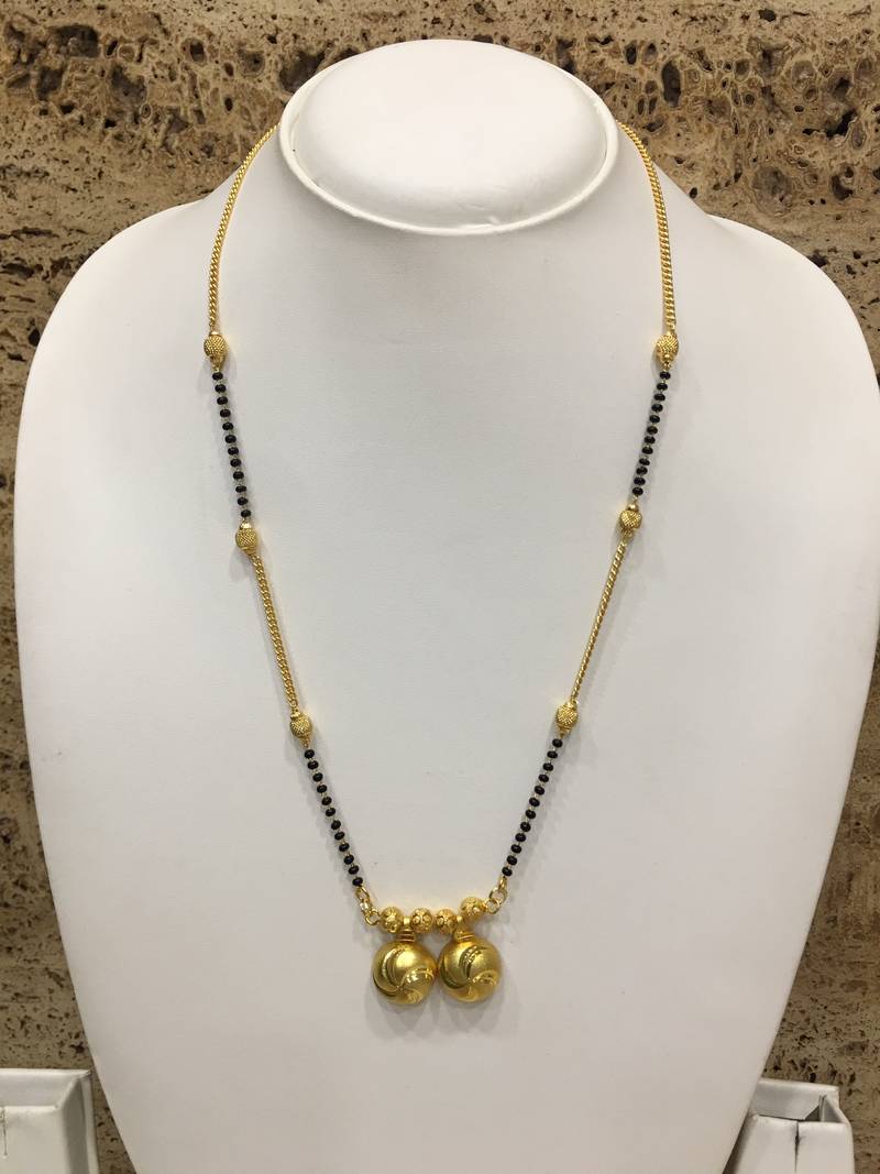Gold Plated 2 Vati Tanmaniya Pendant Mangalsutra Black Mani Beads ...