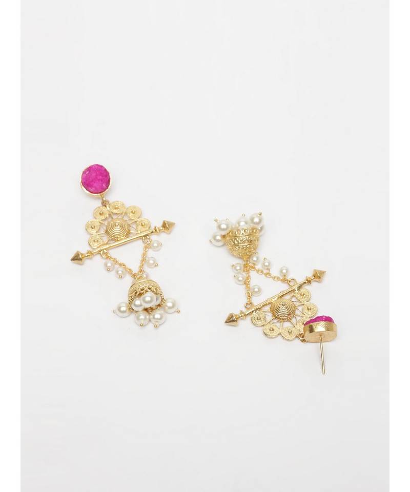 Gold Fiza Indo-Western Earrings - Ferosh - 2941176