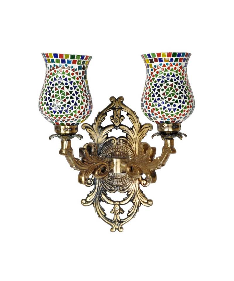 Indian Mosaic Glass Wall Up Light Wall Sconce with Hanging Decorations ...