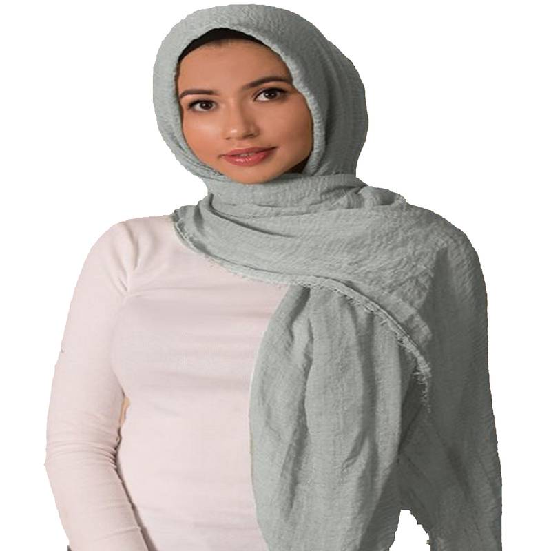 multicolor embroidered cotton stripes print hijab - Mean Zoom - 2944744