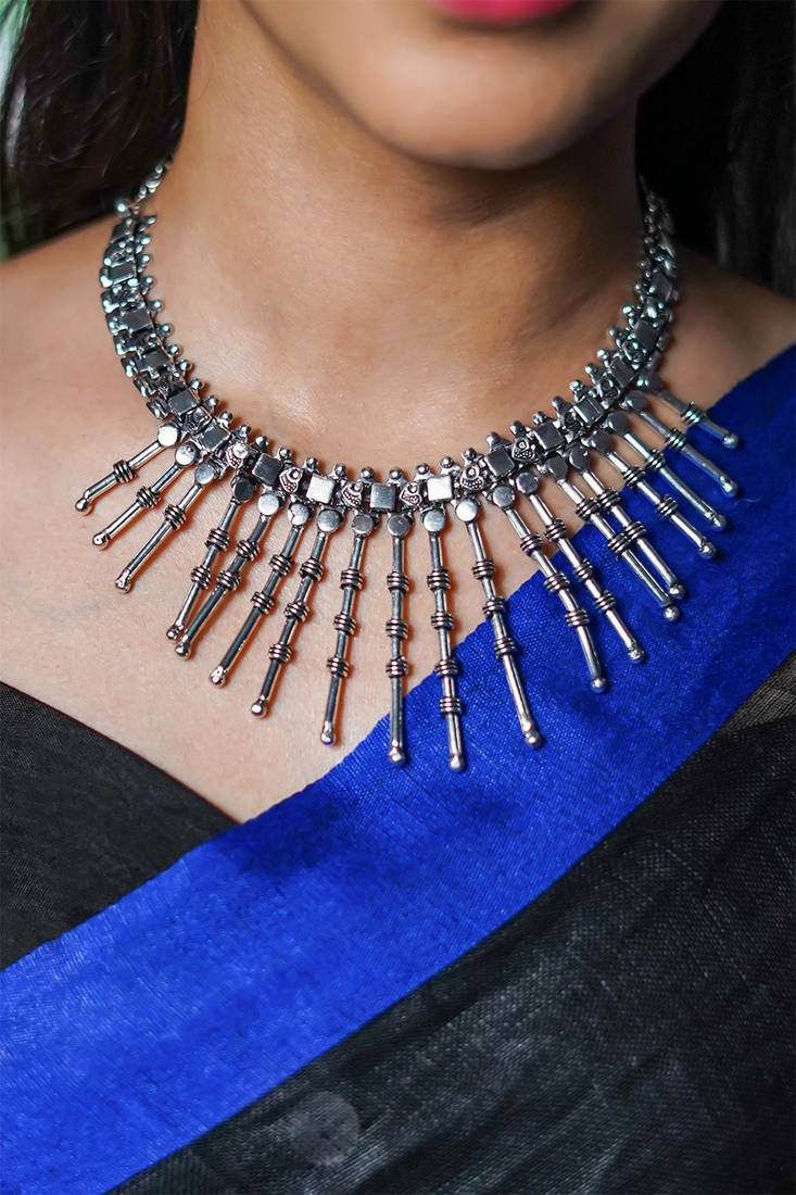 German Silver Hasli Necklace - Glitterati by Alankriti - 2945391