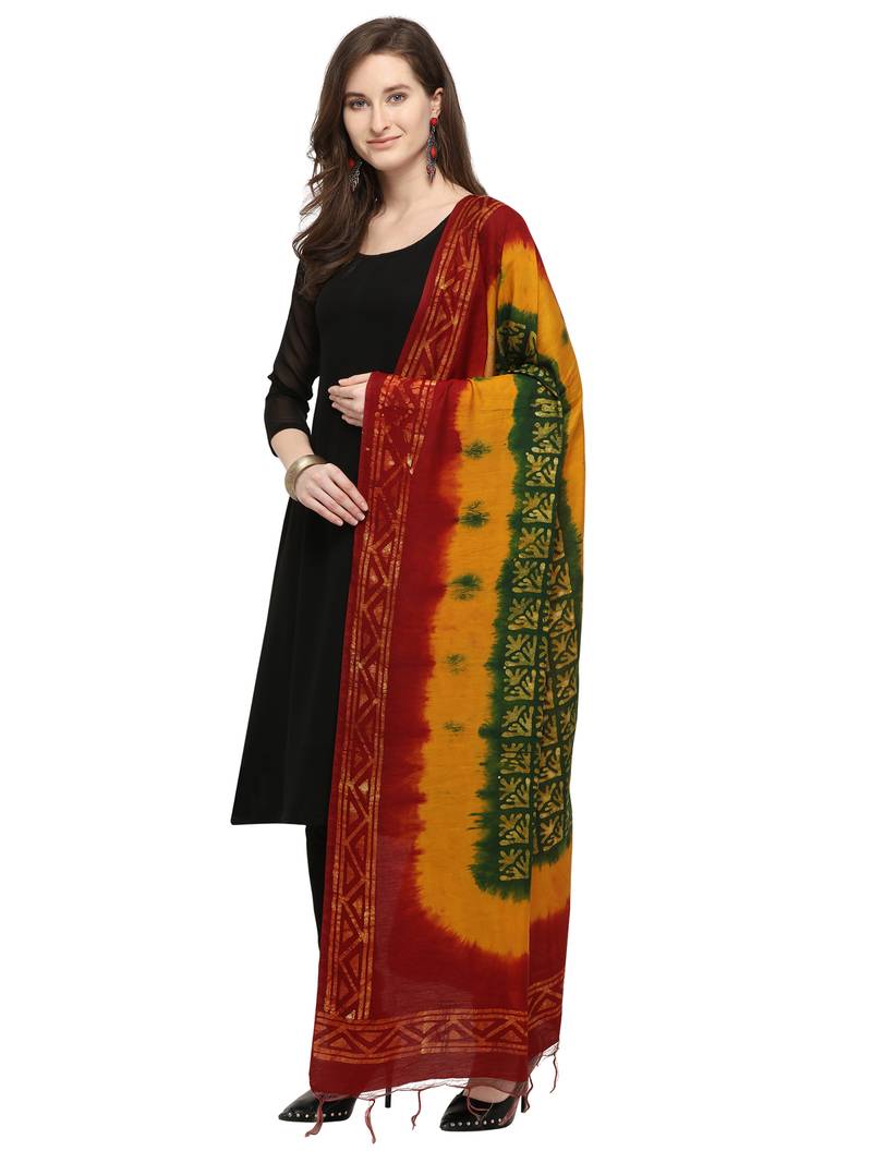 Multicolor Cotton Silk Printed Womens Dupatta - Satrani Fashion - 2950313