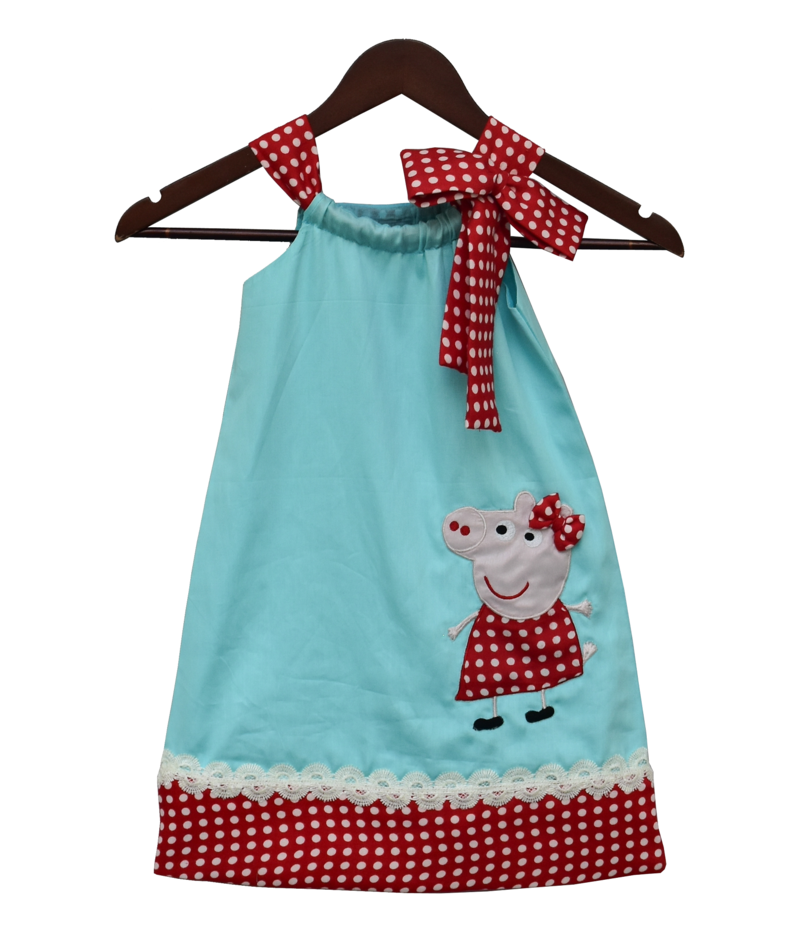 sky blue Animation stitched girls frock - FAYON KIDS - 2954823