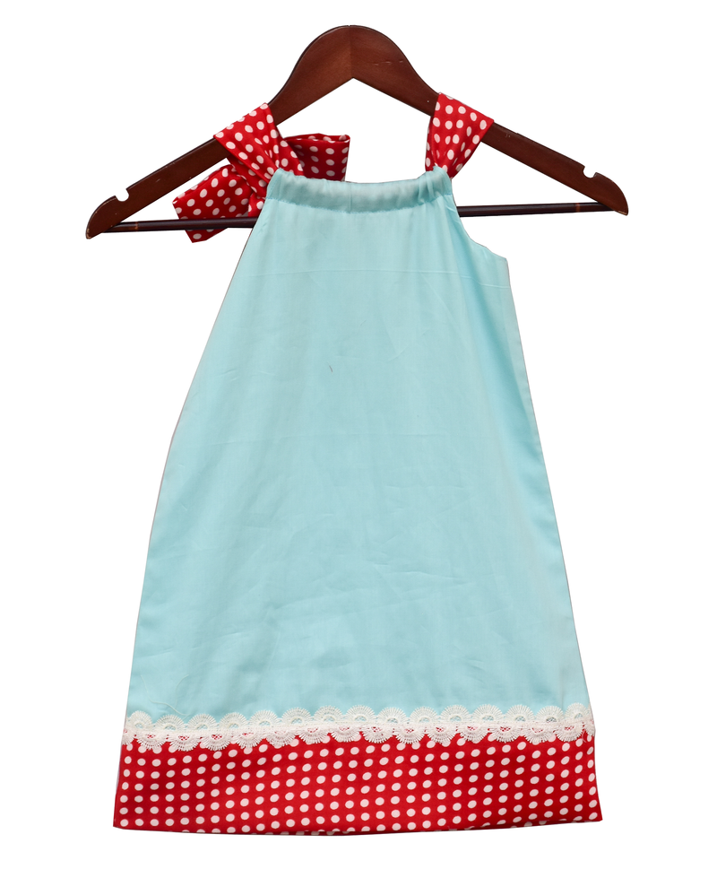 sky blue Animation stitched girls frock - FAYON KIDS - 2954823