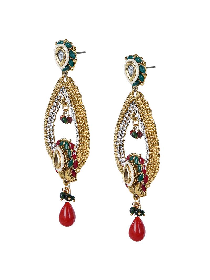 Gold Drop Earring with Red Stone - AUJJESSA DESIGNS PRIVATE LIMITED ...