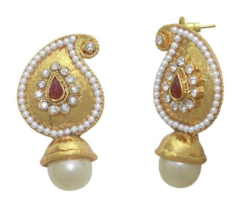 Maroon Stud Ethnic Traditional Fashion Earring For Women - Aarna - 2959137