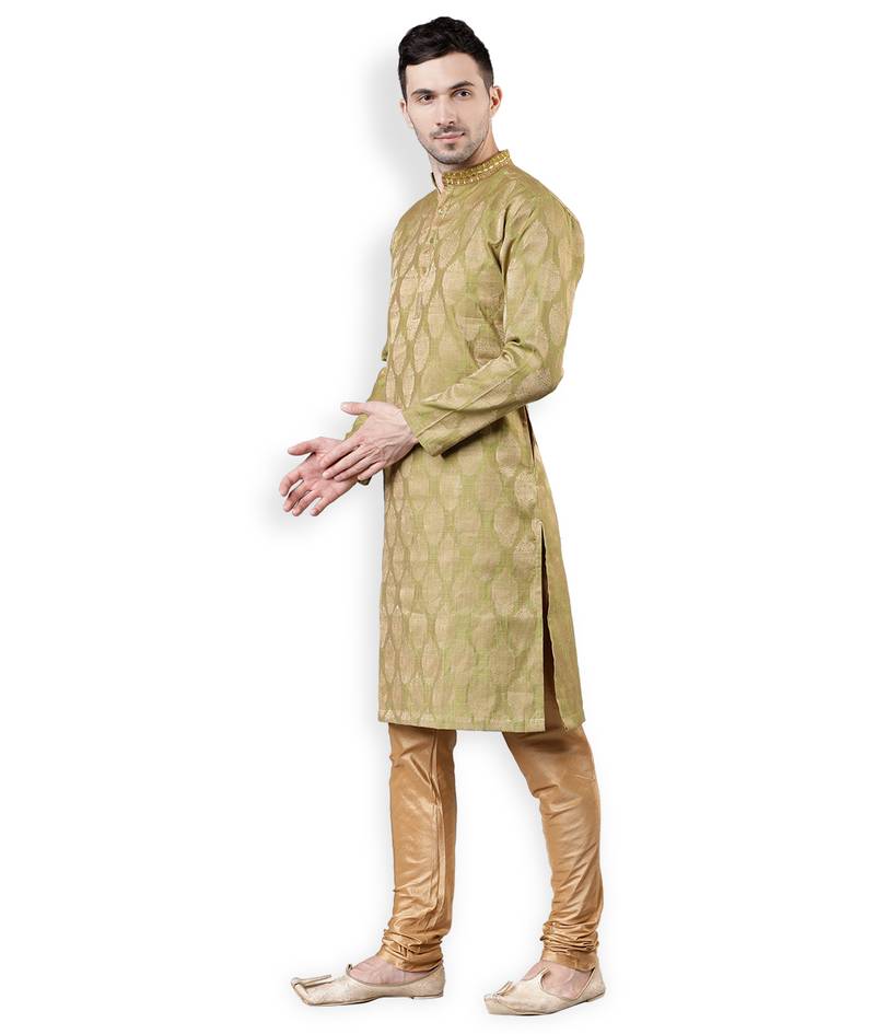 Svanik Green Self Design Brocade Straight Embroidered Kurta - Svanik ...
