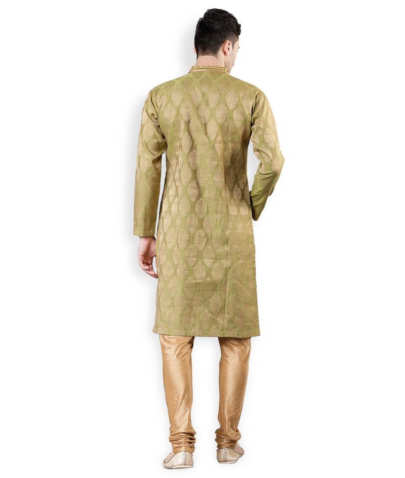 Svanik Green Self Design Brocade Straight Embroidered Kurta - Svanik ...