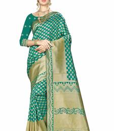 Green Woven art Silk Saree With Blouse - MANVAA - 2991843