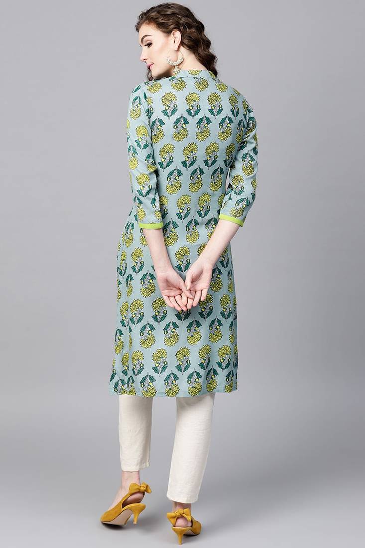 Multicolor printed rayon ethnic-kurtis - Om Creation - 2995954