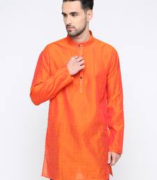 Orange Printed Cotton Men Kurta - SHOWOFF - 2996970