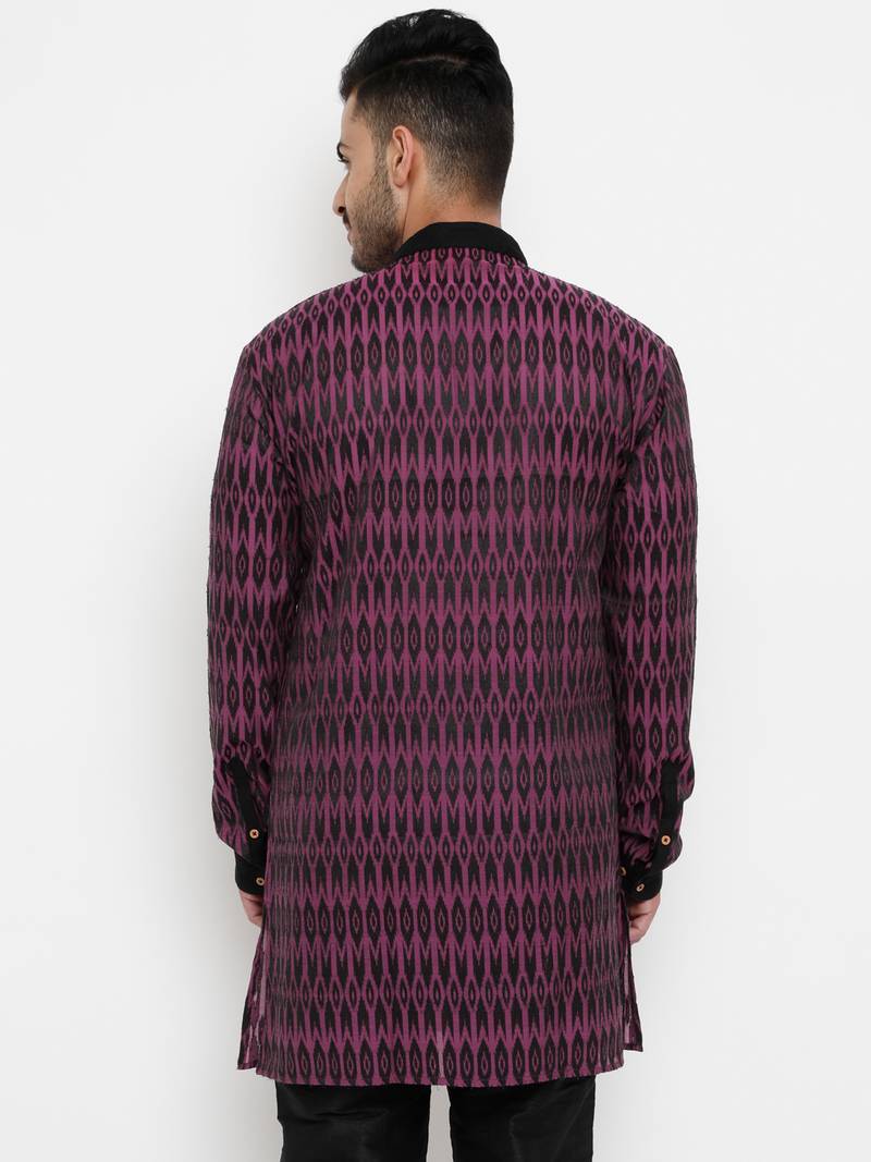Pink Printed Cotton Men Kurta - SHOWOFF - 2997074
