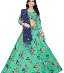 Turquoise embroidered art silk semi stitched lehenga - Nrupansh Textile ...