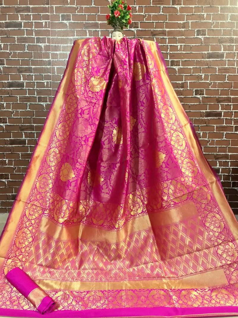 Pink color art silk saree - cheekudi Texworld - 2998713