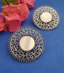 Infuzze Oxidised Silver-Toned Circular Mirror Drop Earrings - Infuzze ...