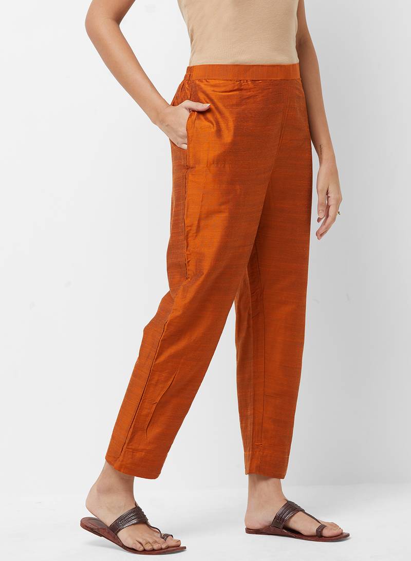 Women's Solid Red Casual Pants - PAYAL ENTERPRISE - 3006563