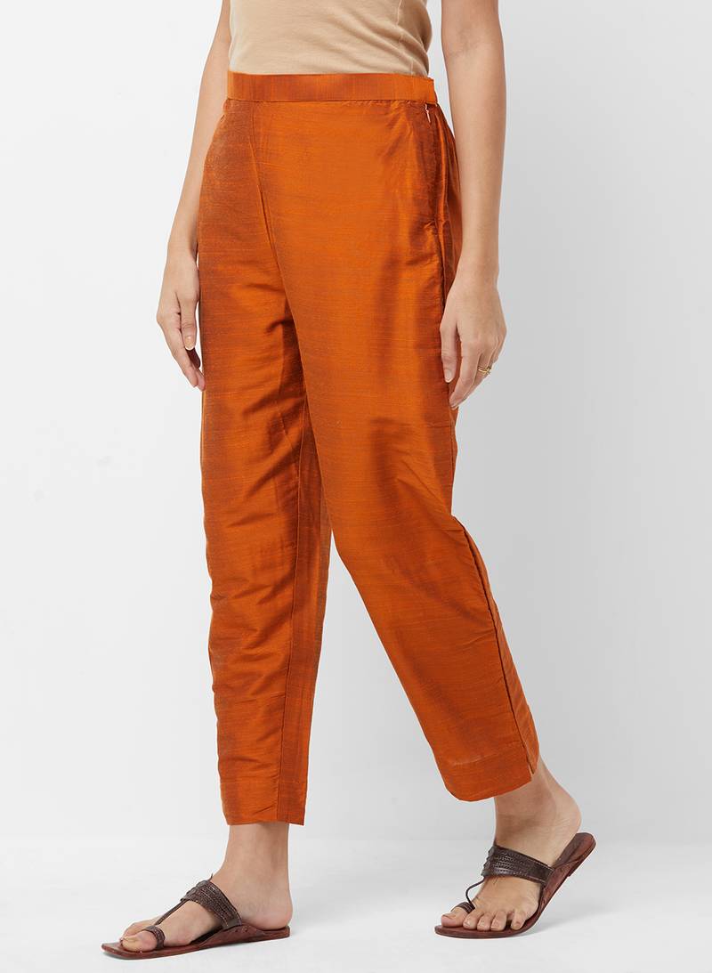 Women's Solid Red Casual Pants - PAYAL ENTERPRISE - 3006563